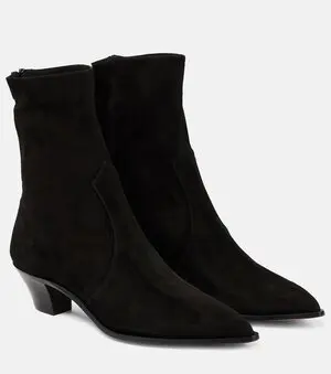 AQUAZZURA Brunswick Suede Ankle Boots - Black