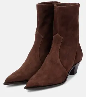 AQUAZZURA Brunswick Suede Ankle Boots - Brown
