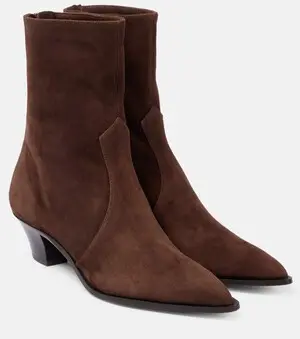 AQUAZZURA Brunswick Suede Ankle Boots - Brown