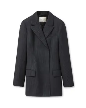 Veronica De Piante Stella Jacket In Wool, Navy Pinstripe Black