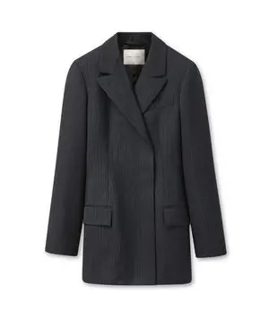 Veronica De Piante Stella Jacket In Wool Pinstripe - Navy