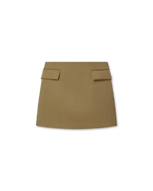Veronica De Piante Cecily Skirt With Pockets In Wool Twill - Beige