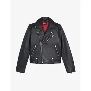The Kooples Asymmetric Fastened Lambskin-leather Biker Jacket