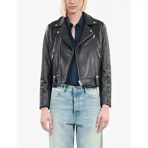 The Kooples Asymmetric Fastened Lambskin-leather Biker Jacket