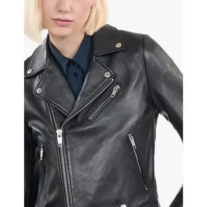 The Kooples Asymmetric Fastened Lambskin-leather Biker Jacket