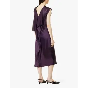LEEM Sleeveless Flared Hem Silk Midi Dress