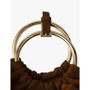 Prada Suede Bucket Bag With Brand Plaque