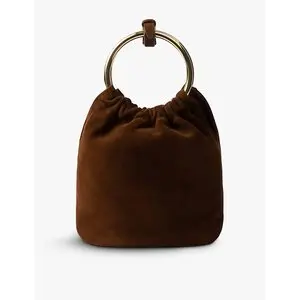 Prada Suede Bucket Bag With Brand Plaque
