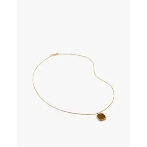 Monica Vinader Delphi Tiger's Eye Pendant Necklace - Yellow Gold
