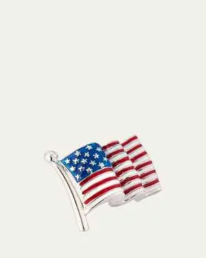 JAN LESLIE Sterling Silver American Flag Lapel Pin - Multi