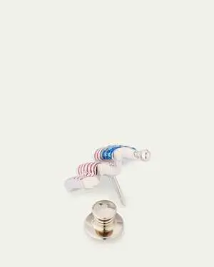 JAN LESLIE Sterling Silver American Flag Lapel Pin