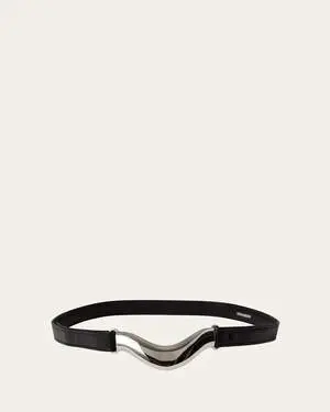 DEHANCHE Brancusi Leather And Metal Belt - Black Silver