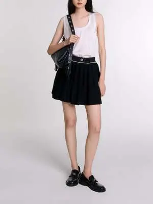 Maje Wool Pleated Knit Short Skirt