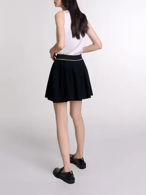 Maje Wool Pleated Knit Short Skirt