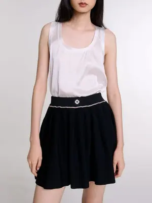 Maje Wool Pleated Knit Short Skirt