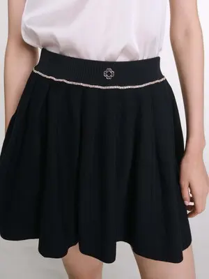 Maje Wool Pleated Knit Short Skirt