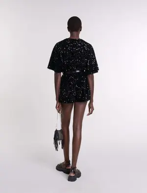 Maje Sequined Velvet Playsuit