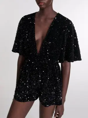 Maje Sequined Velvet Playsuit
