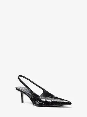 Michael Kors Emma Crocodile Embossed Leather Slingback Pump