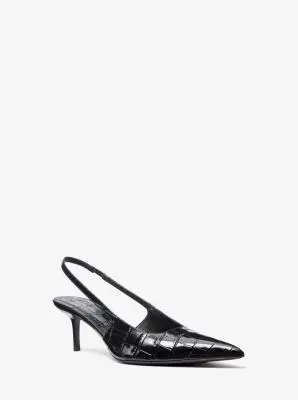 Michael Kors Emma Crocodile Embossed Leather Slingback Pump