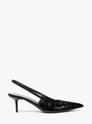 Michael Kors Emma Crocodile Embossed Leather Slingback Pump
