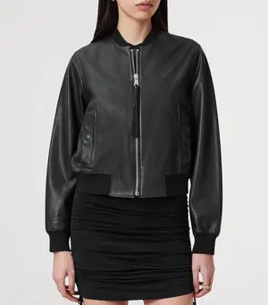 ALLSAINTS Leather Orten Bomber Jacket - Black