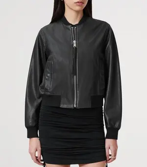 ALLSAINTS Leather Orten Bomber Jacket - Black