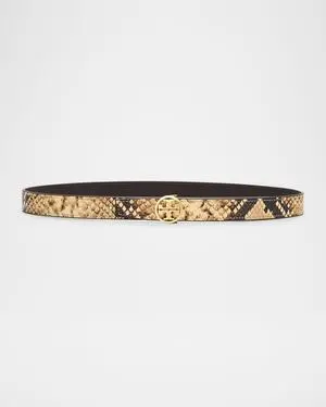 Tory Burch Tory Burch Miller Snake-Embossed Belt - Crown Gold