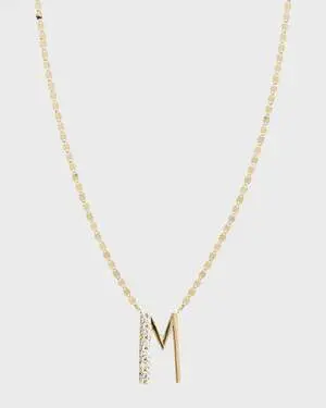 Lana Jewelry 14k Gold Initial Diamond Pendant Necklace - M