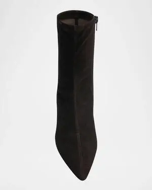 THE ROW Liisa Suede Kitten-heel Booties - Lacquer Brown
