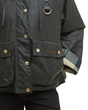 Barbour Reighton Waxed Hooded Jacket - Fern/ancient