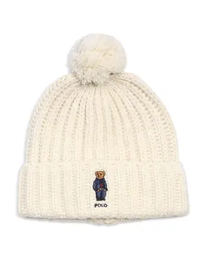 Polo Ralph Lauren Pom Pom Denim Bear Beanie - Cream