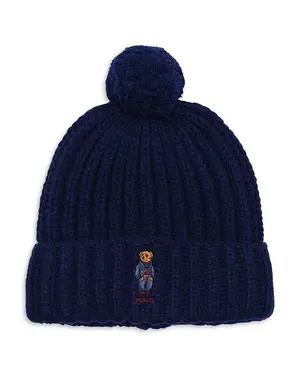 Polo Ralph Lauren Pom Pom Denim Bear Beanie Hunter Navy