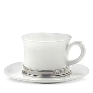 MATCH Convivio Cappuccino/tea Cup With Saucer - Pewter/white