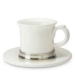 MATCH Convivio Espresso Cup With Saucer - Pewter/white