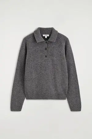 Cos Merino Wool Polo Shirt Gray
