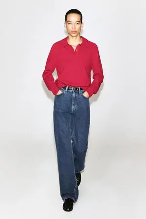Cos Merino Wool Polo Shirt With Ribbed Collar