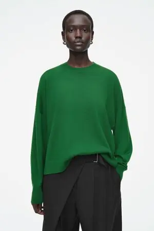 Cos Merino Wool Crew-neck Jumper - Green