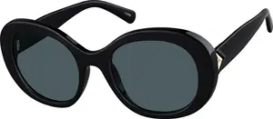 Zenni Zenni Women's Oversized Round Rx Sunglasses Black Plastic Full Rim Frame - Black