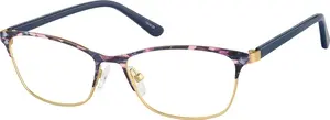 Zenni Zenni Women's Rectangle Prescription Glasses Pattern/gold Mixed Full Rim Frame - Pattern/gold