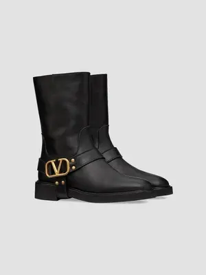 Valentino Garavani Vlogo Signature Calfskin Ankle Boots 30mm