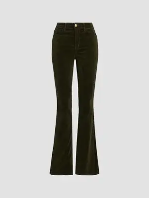 L'Agence Stevie High-rise Velvet Straight-leg Jeans - Pine
