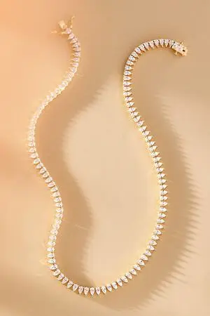SET & STONES Teardrop Tennis Necklace - Gold