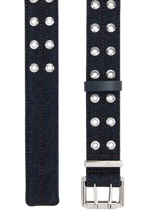 GANNI Embellished Denim Belt - Navy