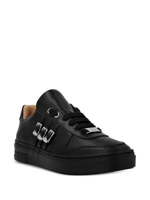 Philipp Plein Skull Appliqué Leather Sneakers
