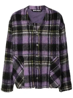 Palm Angels Plaid-check Virgin Wool Cardigan