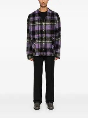 Palm Angels Plaid-check Virgin Wool Cardigan