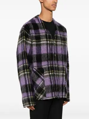 Palm Angels Plaid-check Virgin Wool Cardigan