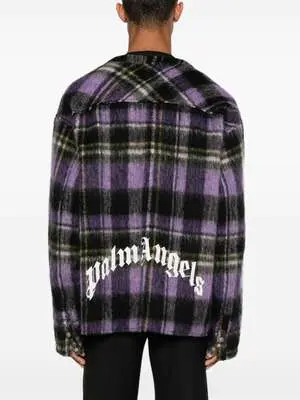 Palm Angels Plaid-check Virgin Wool Cardigan