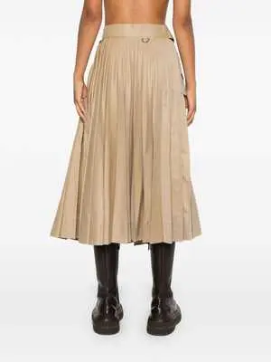 Sacai Plissé Midi Skirt - Neutrals